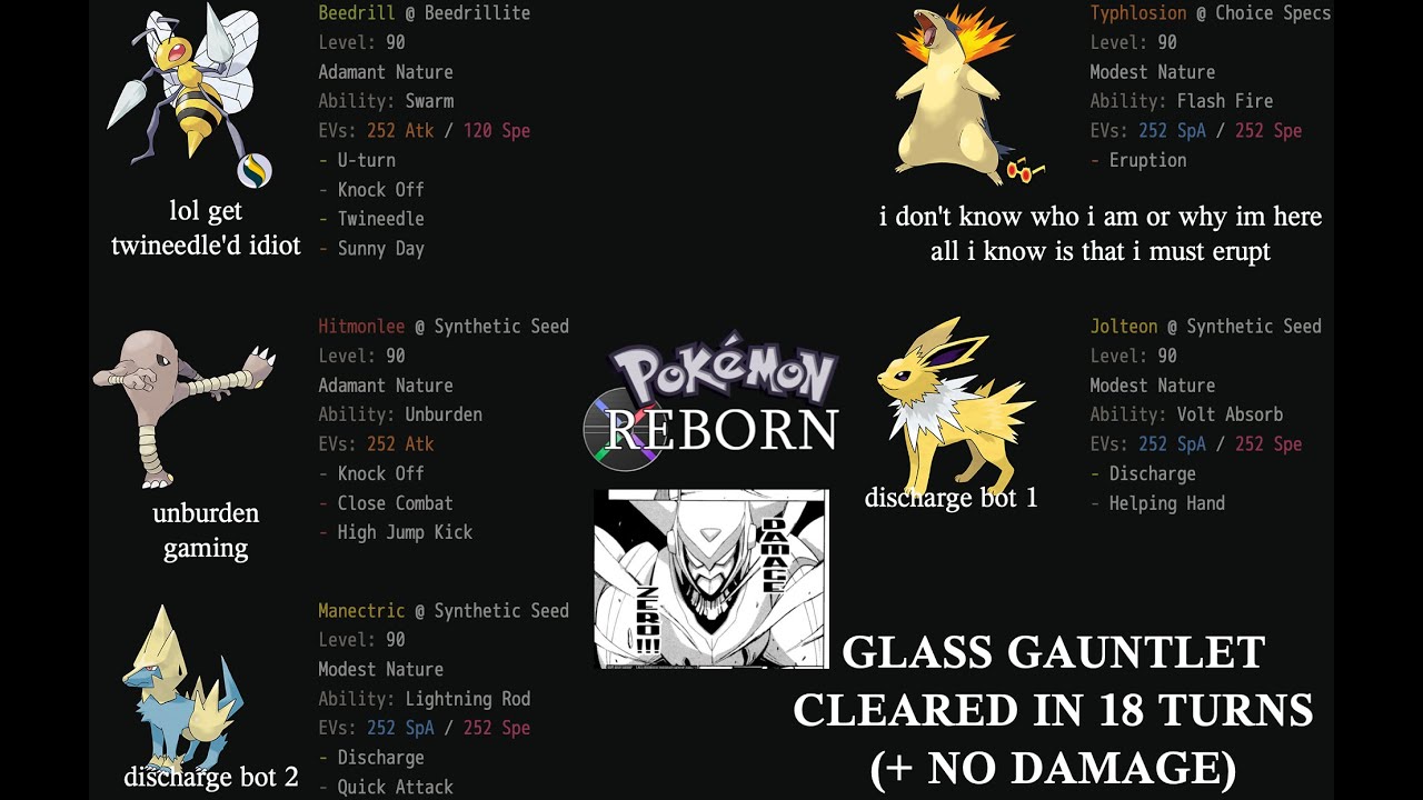 Pokémon Reborn: Glass Gauntlet in 18 turns (NO DAMAGE) - YouTube