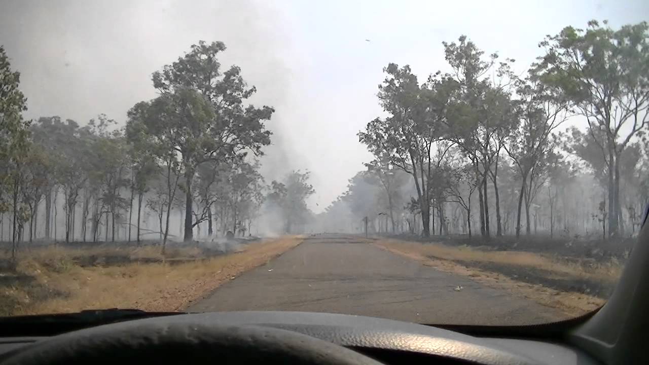 Driving through a bushfire - YouTube