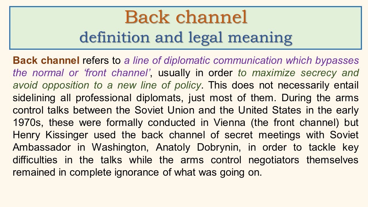 Back channel definition and legal meaning - YouTube