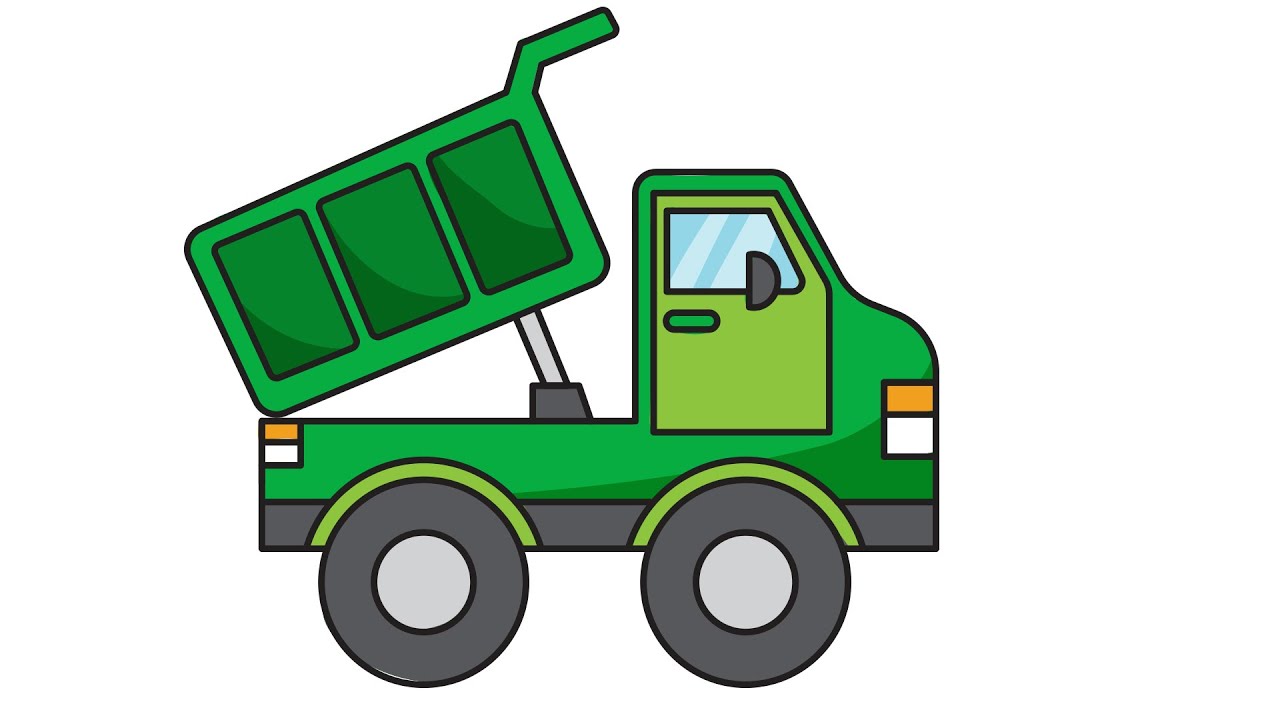 how to draw simple dump truck for kids - YouTube