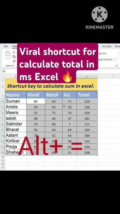 Shortcut Key For Calculate Sum In Ms Excel Newexcel Shortfeed Viralvideo Excel Youtube