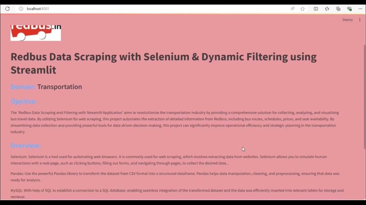 Data scraping with selenium | Redbus project | Python | SQL | STREAMLIT - YouTube