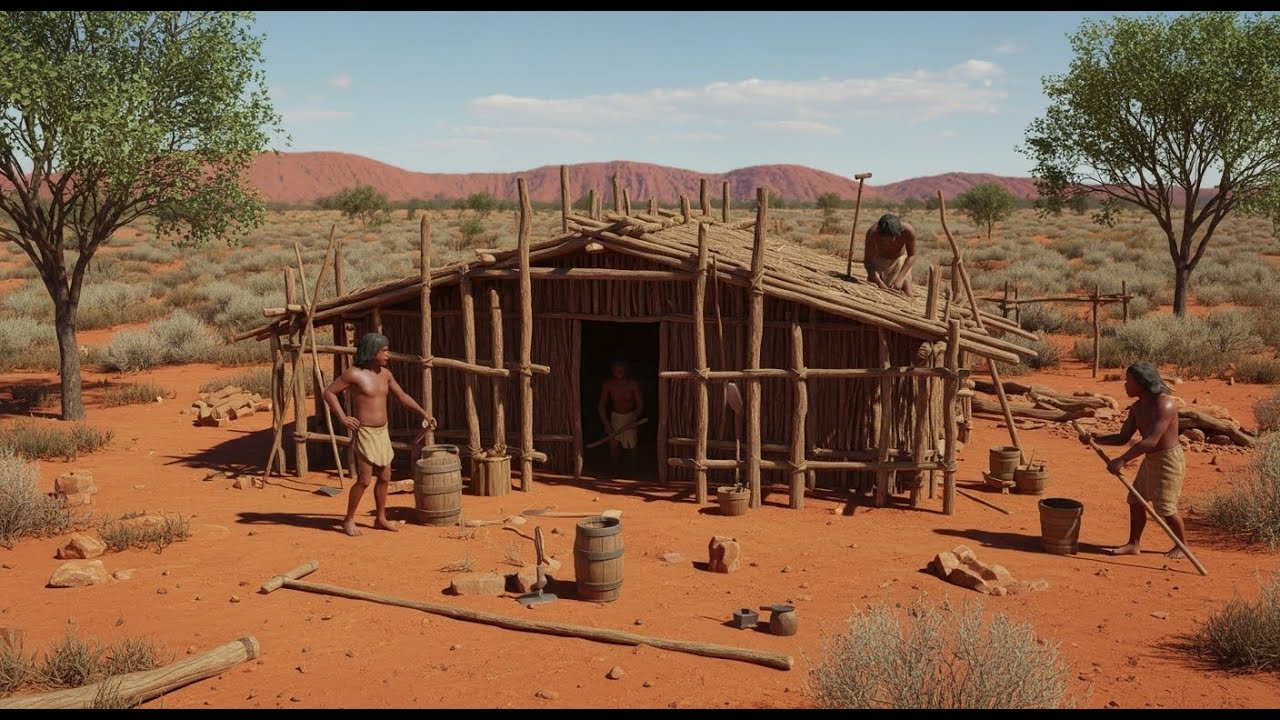 Building a Bush Hut with Just Nature’s Tools | Primitive Shelter in the ...