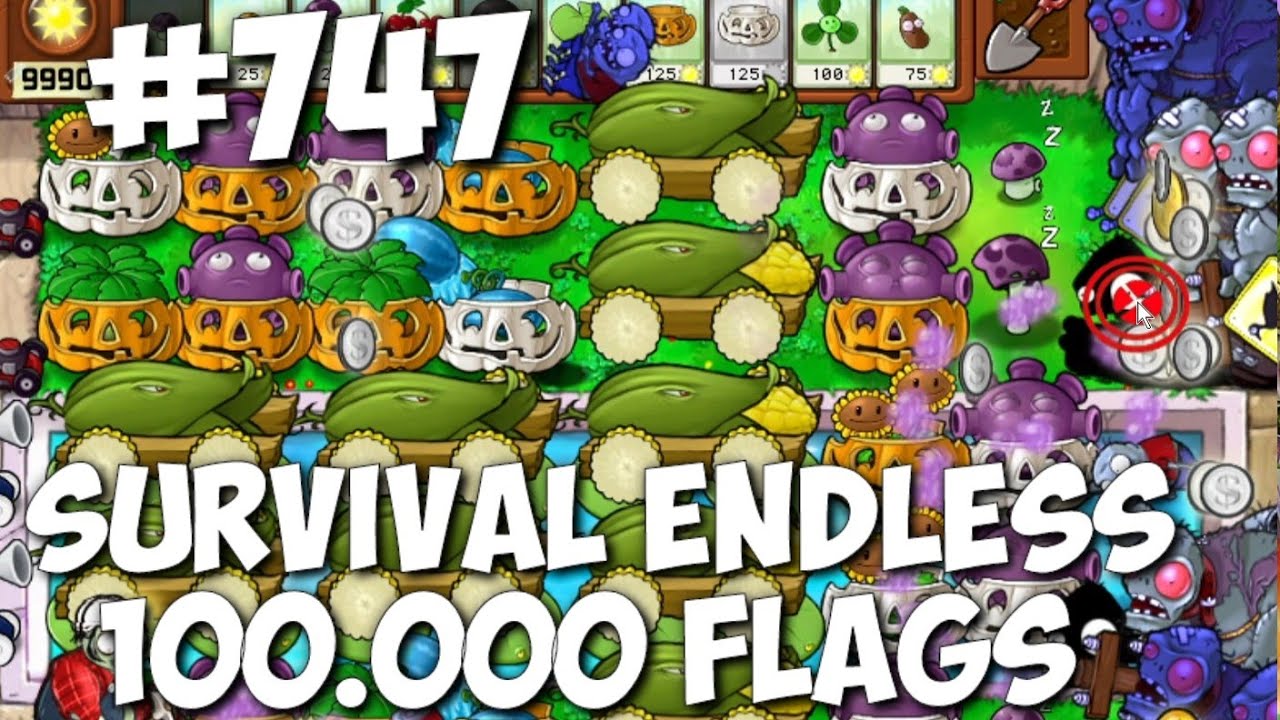 Plants vs Zombies Survival Endless 100000 Flags Part 747 | 14920 ...