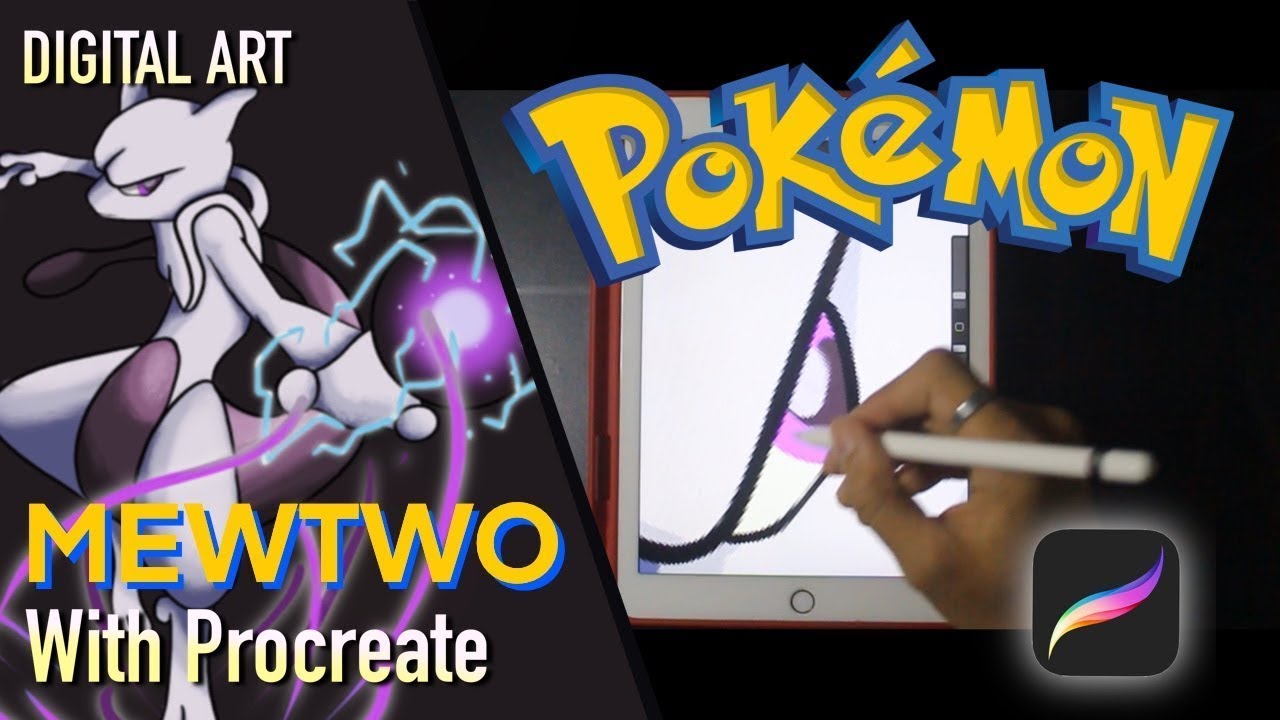 Drawing Mewtwo Pokemon - Ipad Drawing | HAW Art MKS - YouTube