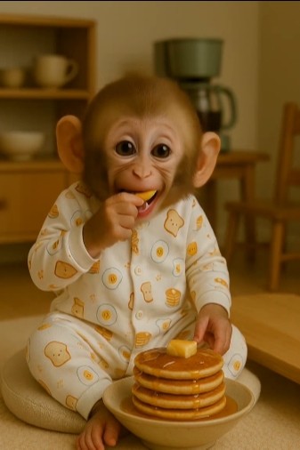 lovely monkey eating Pancake 🥞 - YouTube