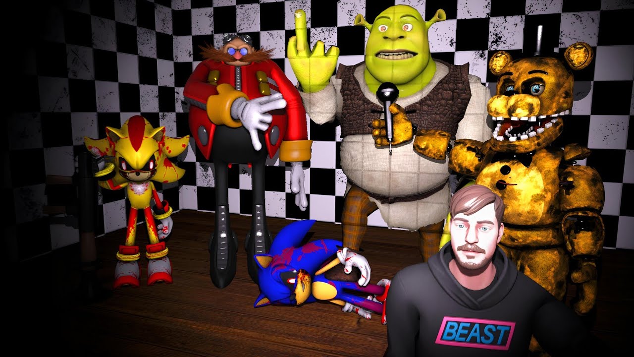 [SFM] Animation - Sonic vs BEAST vs Shrek vs Freddy Fazbear - YouTube