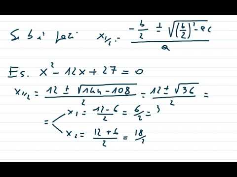 2A032 Equazioni di II Grado 2 Formula ridotta e soluzione delle ...