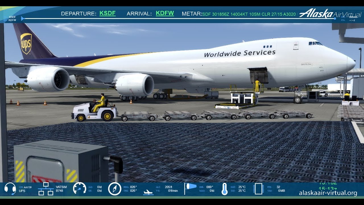 P3DV4.3: UPS | Louisville to Dallas - PMDG 747-800 | CARGO RUN | 4K ...