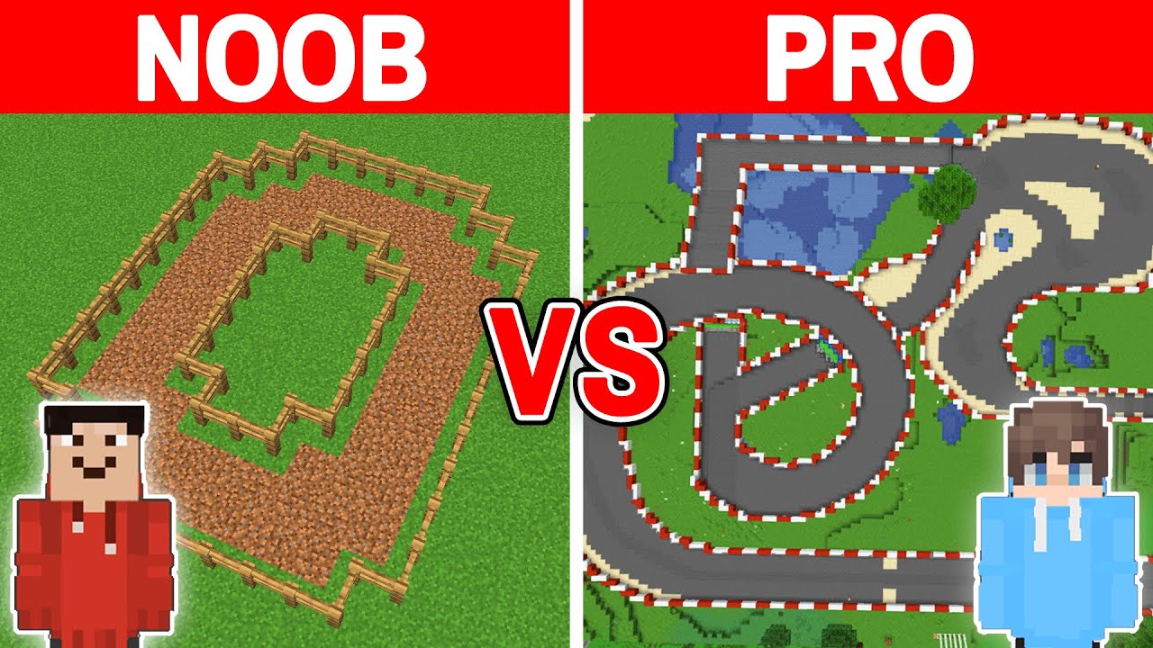 Minecraft NOOB vs PRO GIANT RACE TRACK BUILD CHALLENGE - YouTube