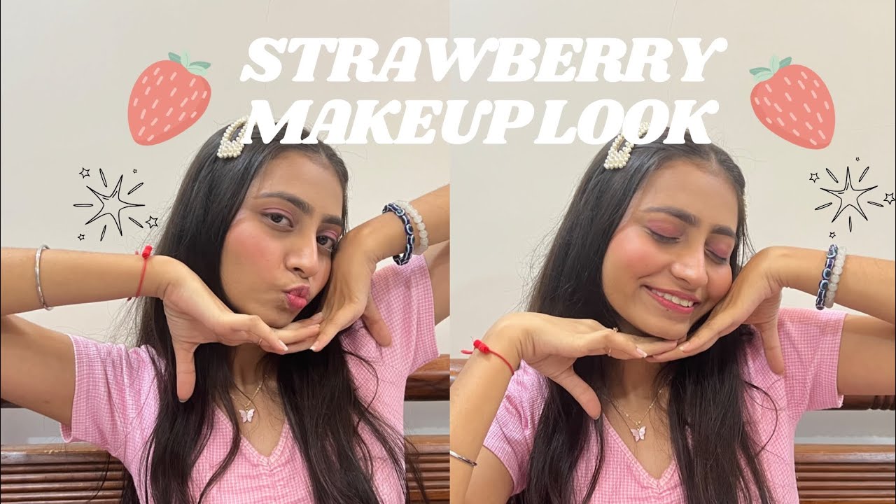 Strawberry makeup look 🍓 #strawberrymakeup #makeuplook - YouTube
