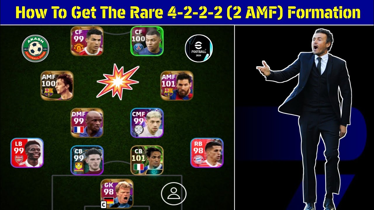 How To Get The Rare 4-2-2-2 (2 AMF) Formation In eFootball 2024 Mobile ...