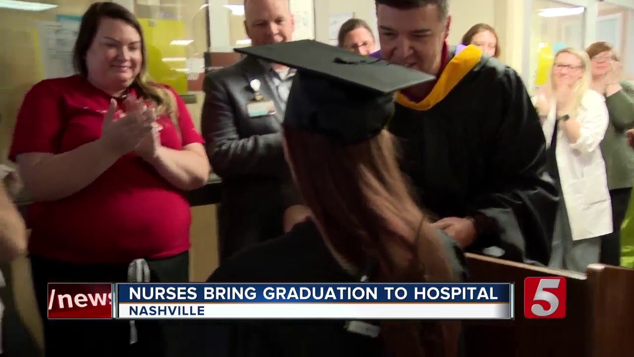 Nurses bring graduation to hospital - YouTube
