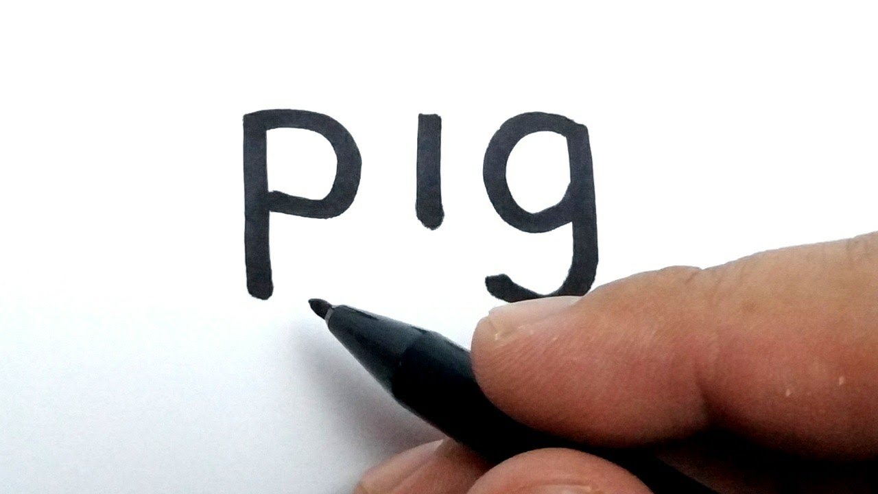 VERY EASY, How to turn words PIG into cartoon - YouTube