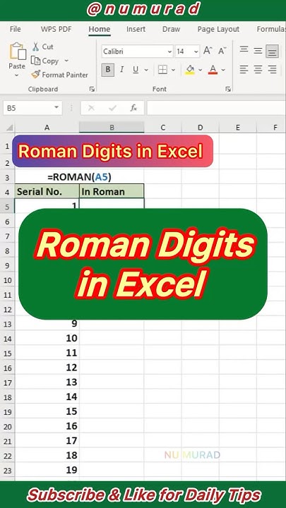 Roman digits in Excel | NU MURAD | Excel - YouTube