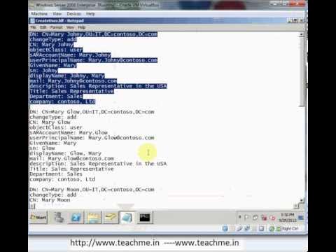 Automating the Creation of User Accounts using CSVDE AND LDIFDE in Server 2008 Ent - YouTube