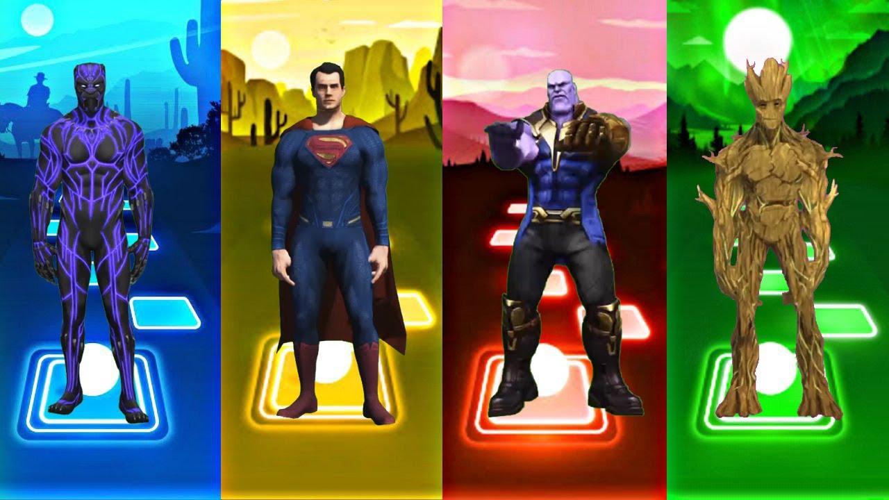 Tiles Hop EDM Rush - Blackpanther vs Superman vs Thanos vs Groot - YouTube