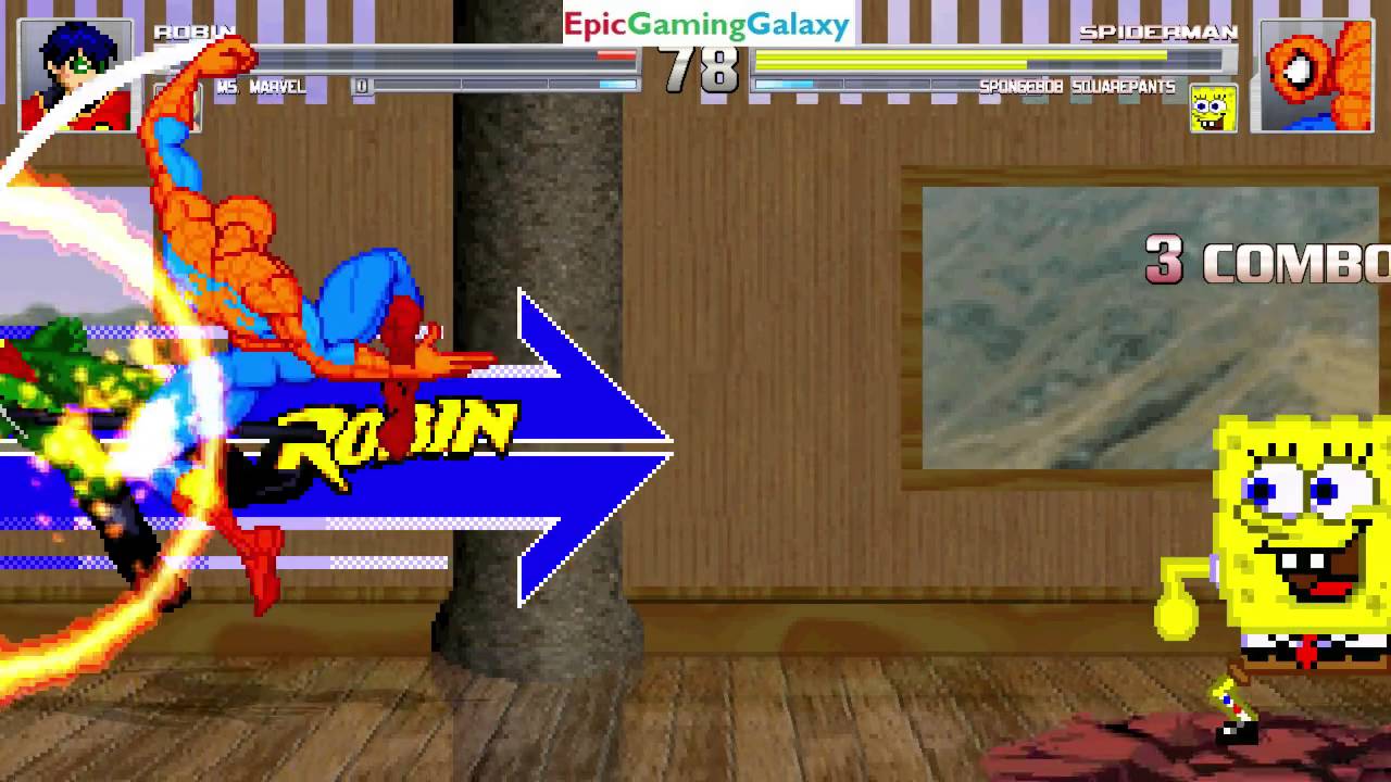 Spider-Man And SpongeBob SquarePants VS Robin And Ms. Marvel In A MUGEN ...