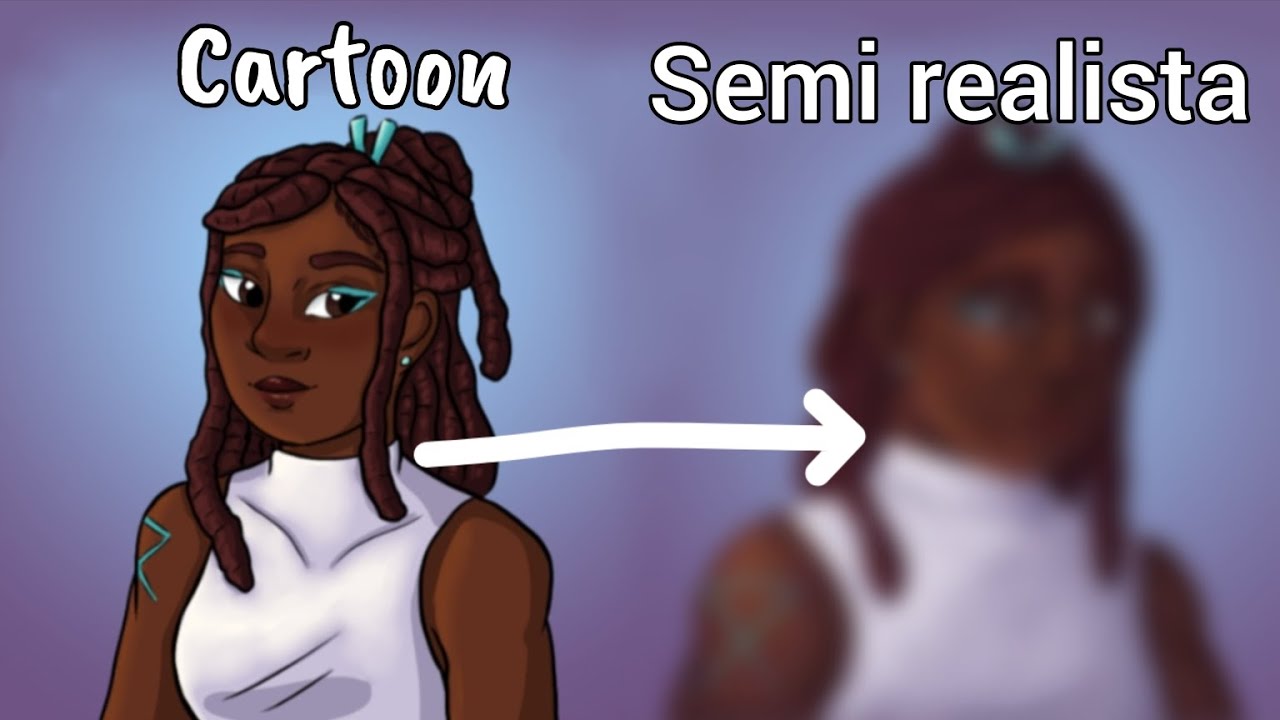 dibujo en el mismo personaje en estilo cartoon y semi realista - YouTube