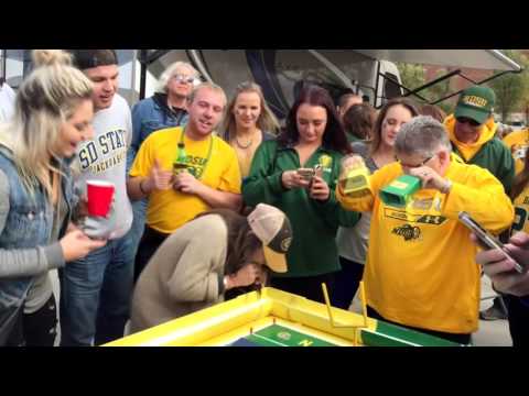 NDSU Tailgate Has Minnow Racing, Loser Gets Eaten - YouTube