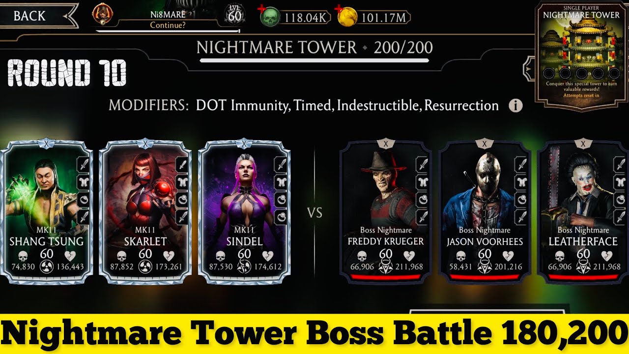 Nightmare Tower Bosses Battle 200 & 180 Fight + Reward | MK Mobile ...