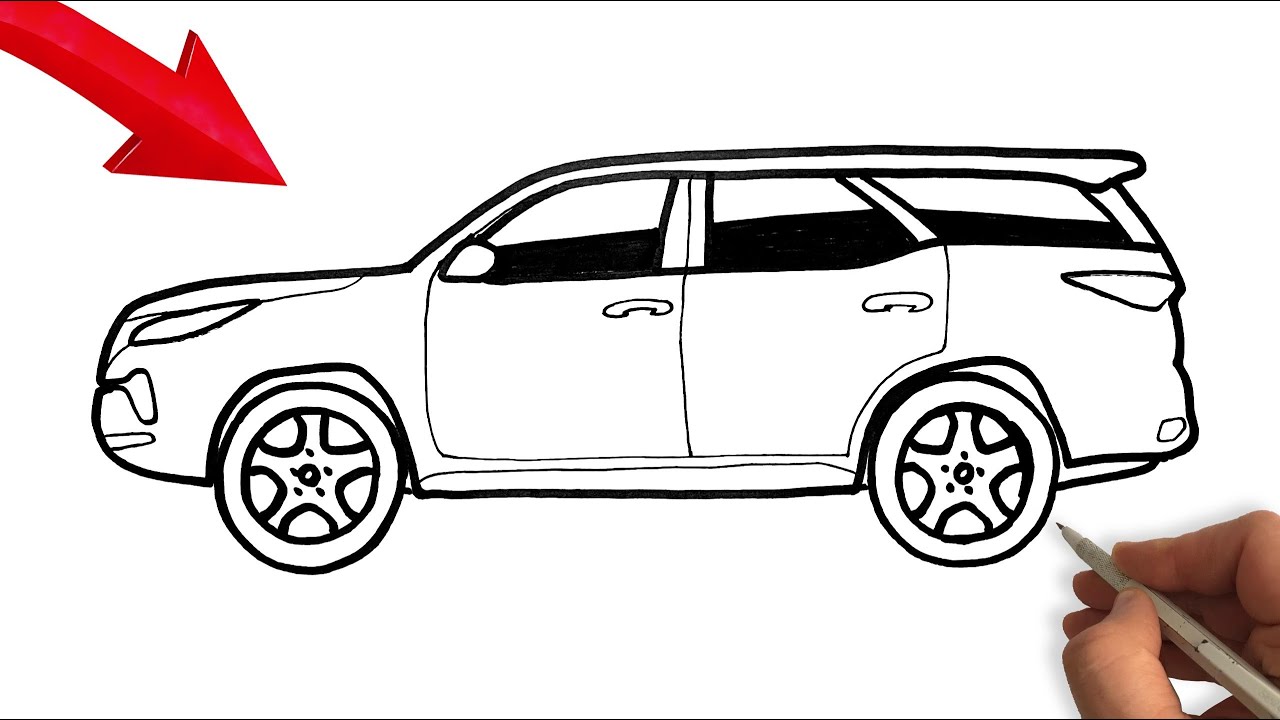 How to draw a Toyota Fortuner easy step by step - How to draw a car ...