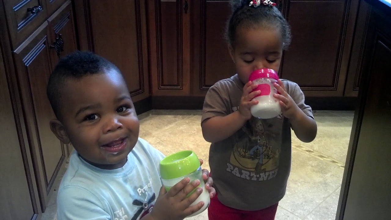 Kids drinking and spilling milk 2012 Oct 25th - YouTube