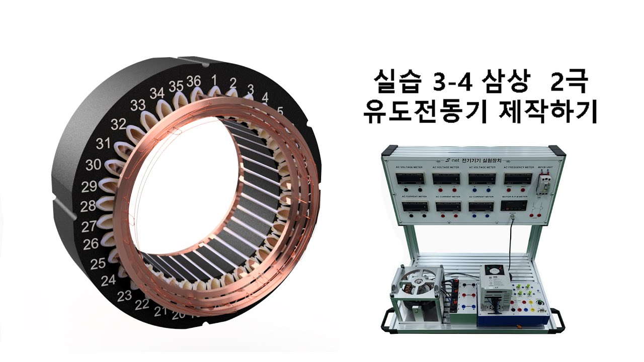 실습3 4 삼상 36슬롯 2극 유도전동기 코일 권선 실습 Three Phase Induction Motor Youtube