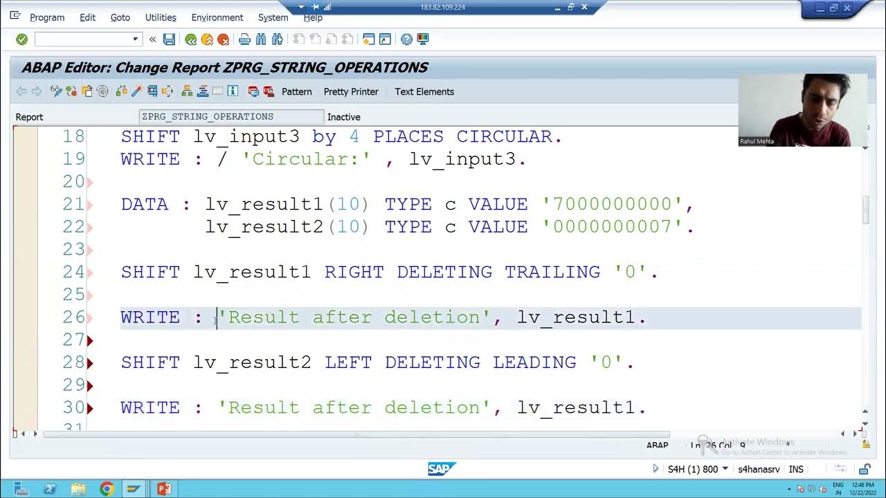 27 Abap Programming String Operations Shift Part2 Youtube