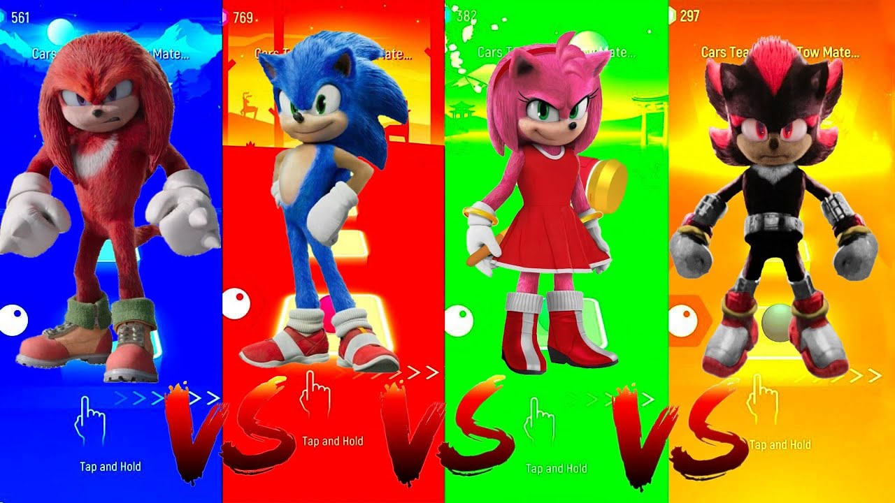Knuckles vs Sonic vs Amy Rose vs Shadow | Tiles Hop Edm Rush - YouTube