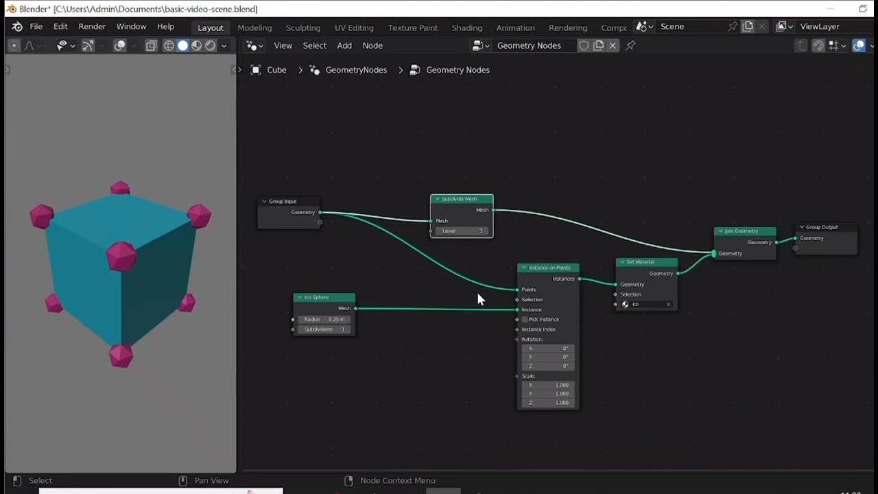 Three useful #Geometry_nodes schortcut - move node, mute node and cut connection between nodes ...