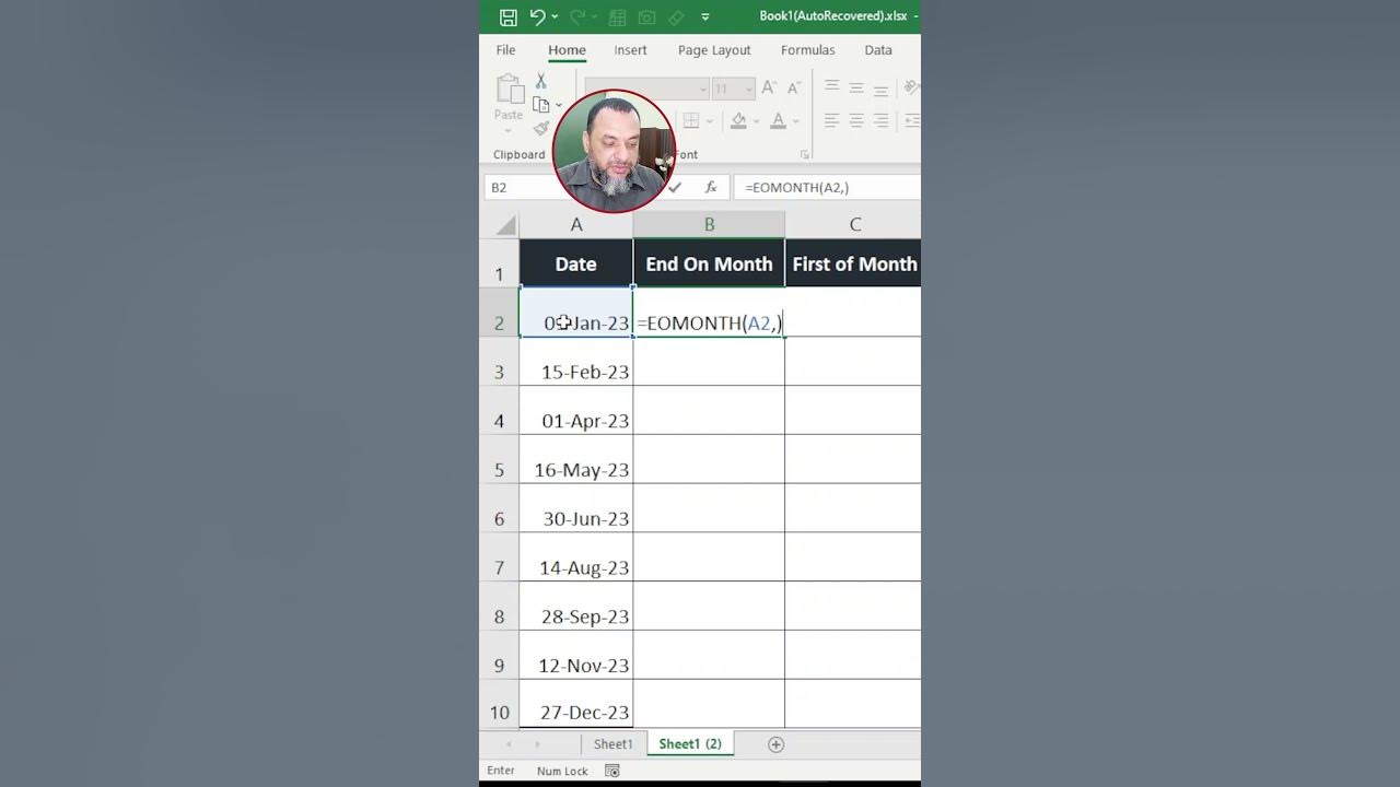 Excel Eomonth Function First And Last Day Of Month Tutorial Exceltips Excel Spreadsheetsoftware 8778