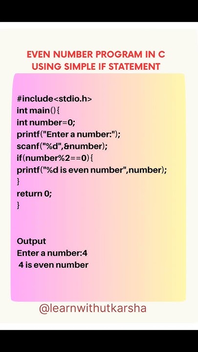 even number program in c | #youtubeshorts #shortsvideo #shortsvideoviral #cprogramming #coding ...