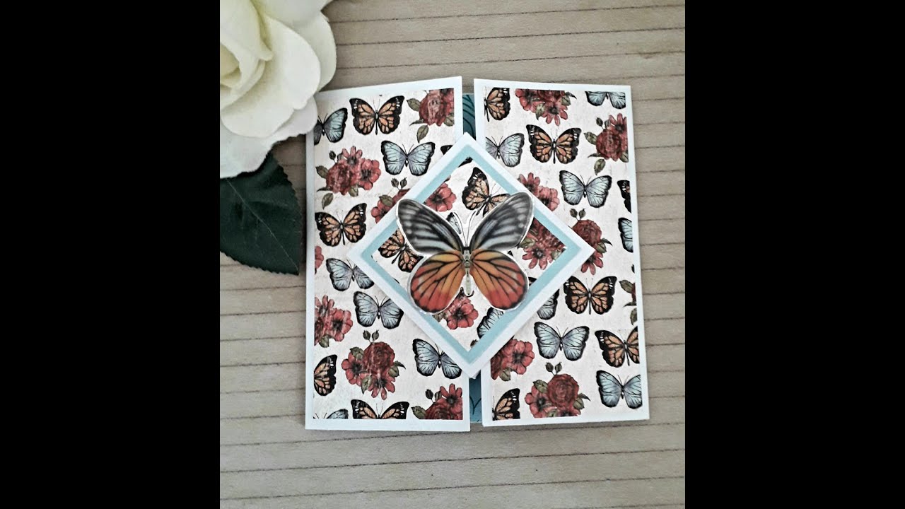 Stunning and easy Gate fold card with slider closure. - YouTube