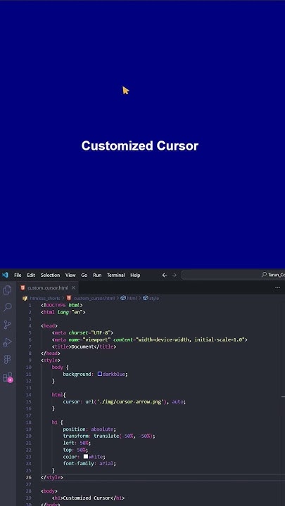 Custom Cursor Using Html Css Programming Htmlcss Webdevelopment Shorts Htmlcssjs Htmltips
