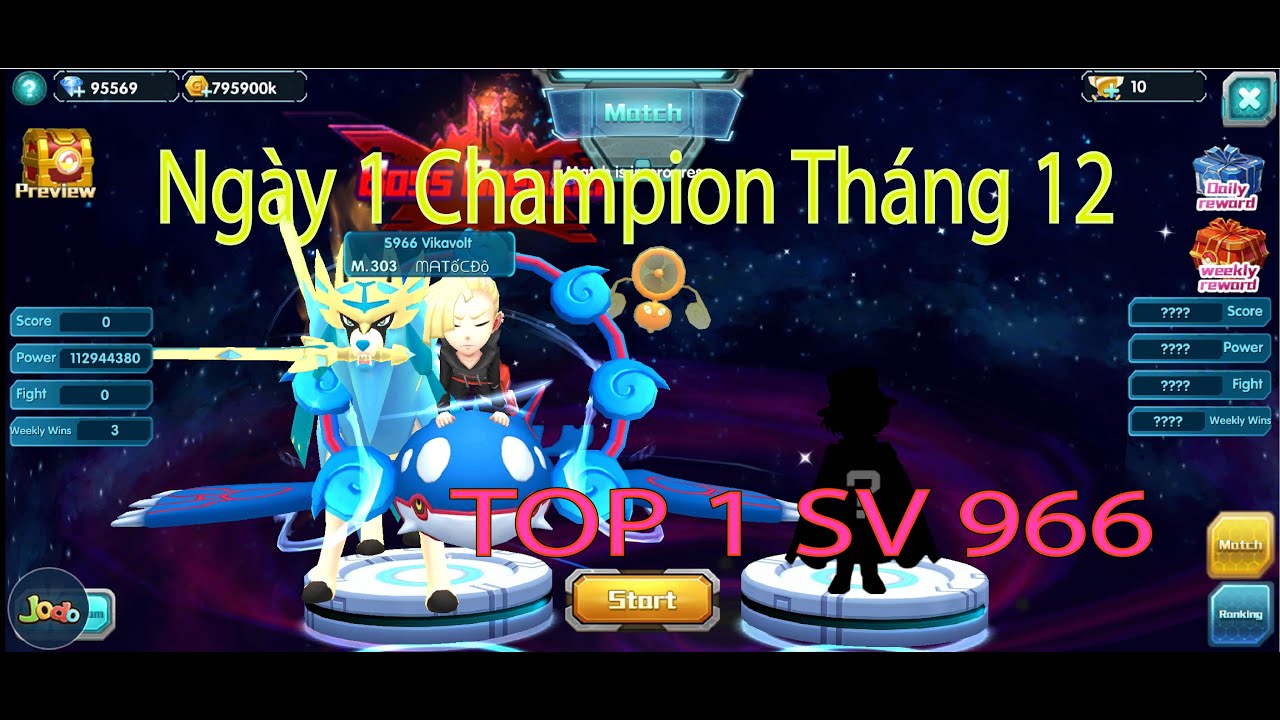 Hành Trình Champion Top Sv 966 Đầu Tháng 12 Toàn Thắng |! Pokemon ...