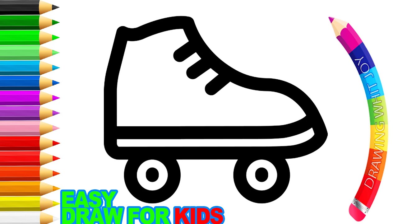 Drawings and Coloring ROLLERBLADE, LIGHT BULB and HAT | VERY EASY DRAW ...