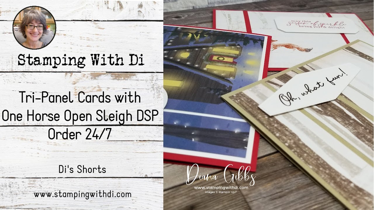 Tri-Panel cards with One Horse Open Sleigh DSP - Di's Shorts - YouTube