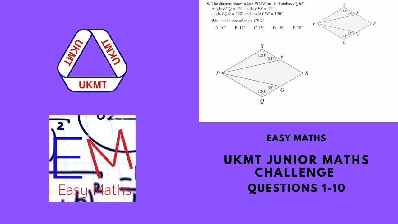 UKMT Junior Maths Challenge 2019 Questions 1-10 - YouTube