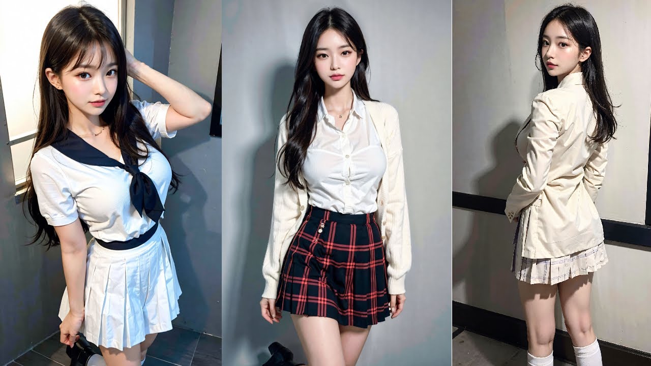 [JINI] Filming a school uniform commercial / AI LOOKBOOK / AI ART - YouTube