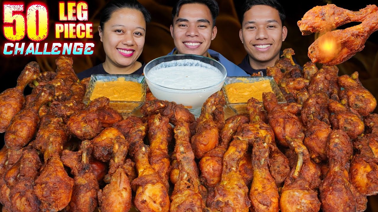 50 Chicken Leg Piece with crazy brothers||50 Chicken Leg Piece Mukbang ...