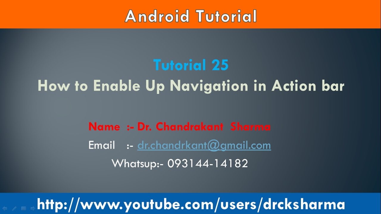 Enable Up Navigation in Action bar - YouTube