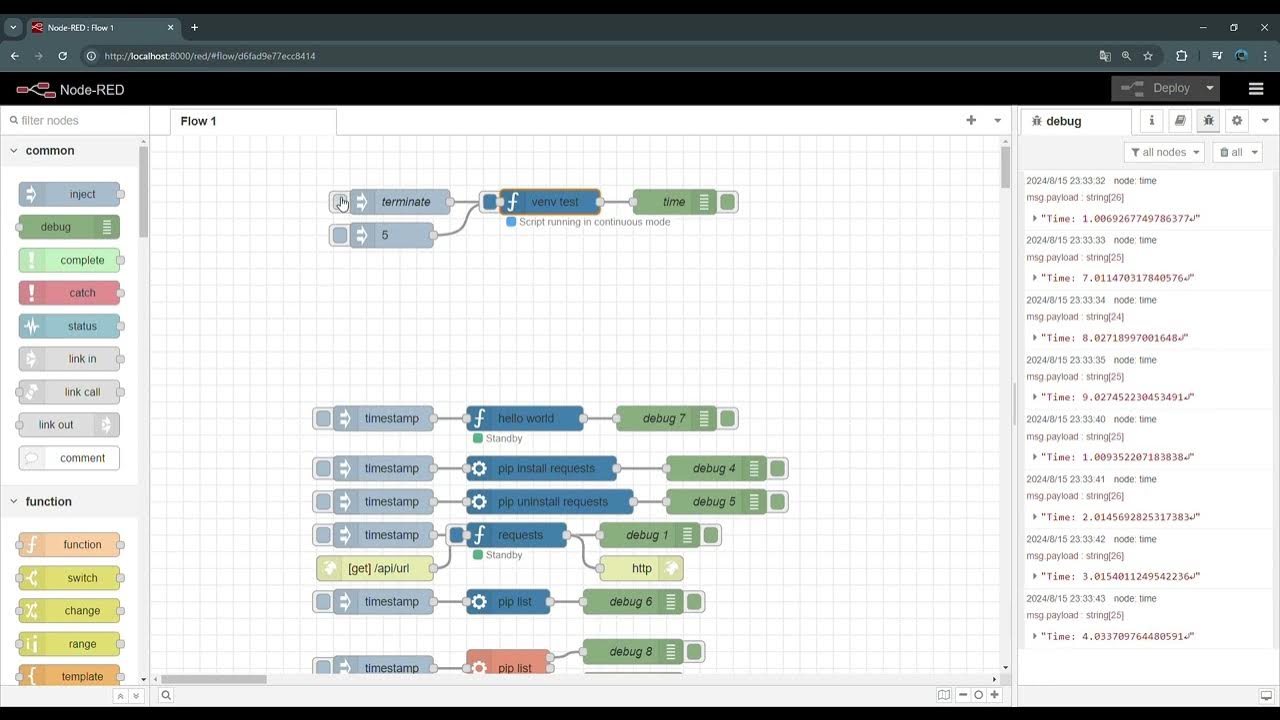 【Node-RED】python-venv node continuous mode - YouTube