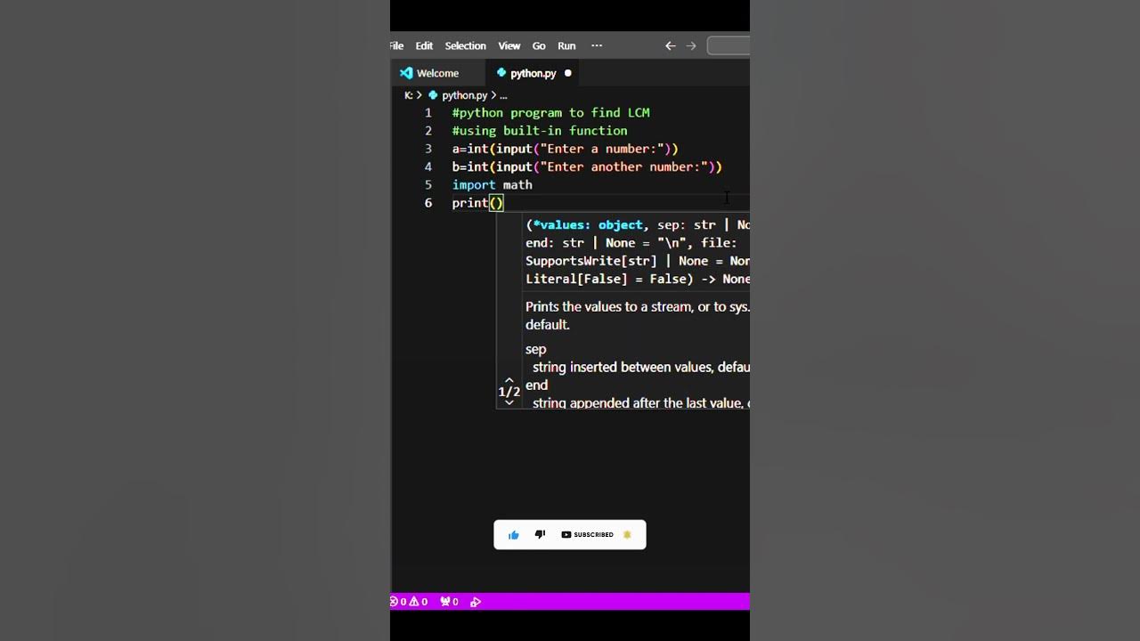 Python Program To Find Lcm Using Built In Function Python3 Programming Shortsfeed Shortsaday
