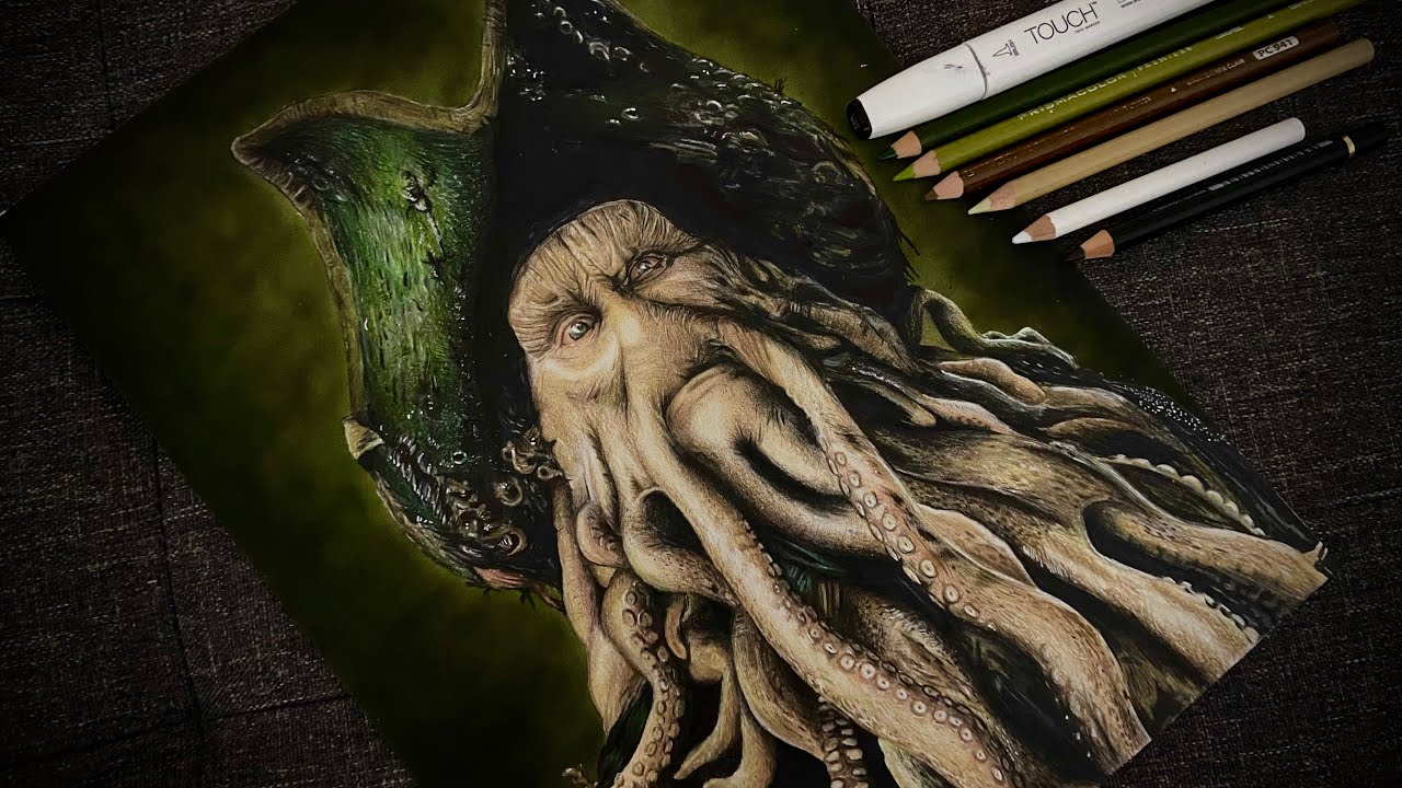 Drawing Davy Jones - Pirates of the Caribbean - Time lapse - YouTube