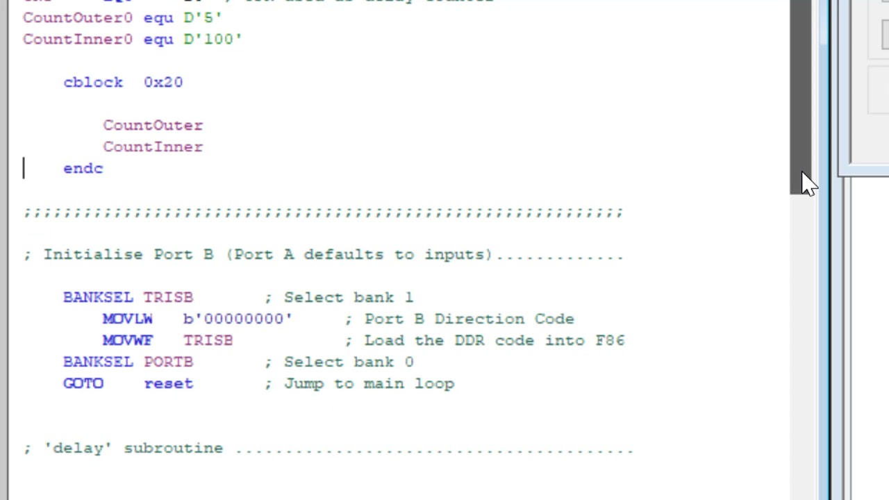 PIC16F877A lab 02 :using delay in assembly language and using the stop ...