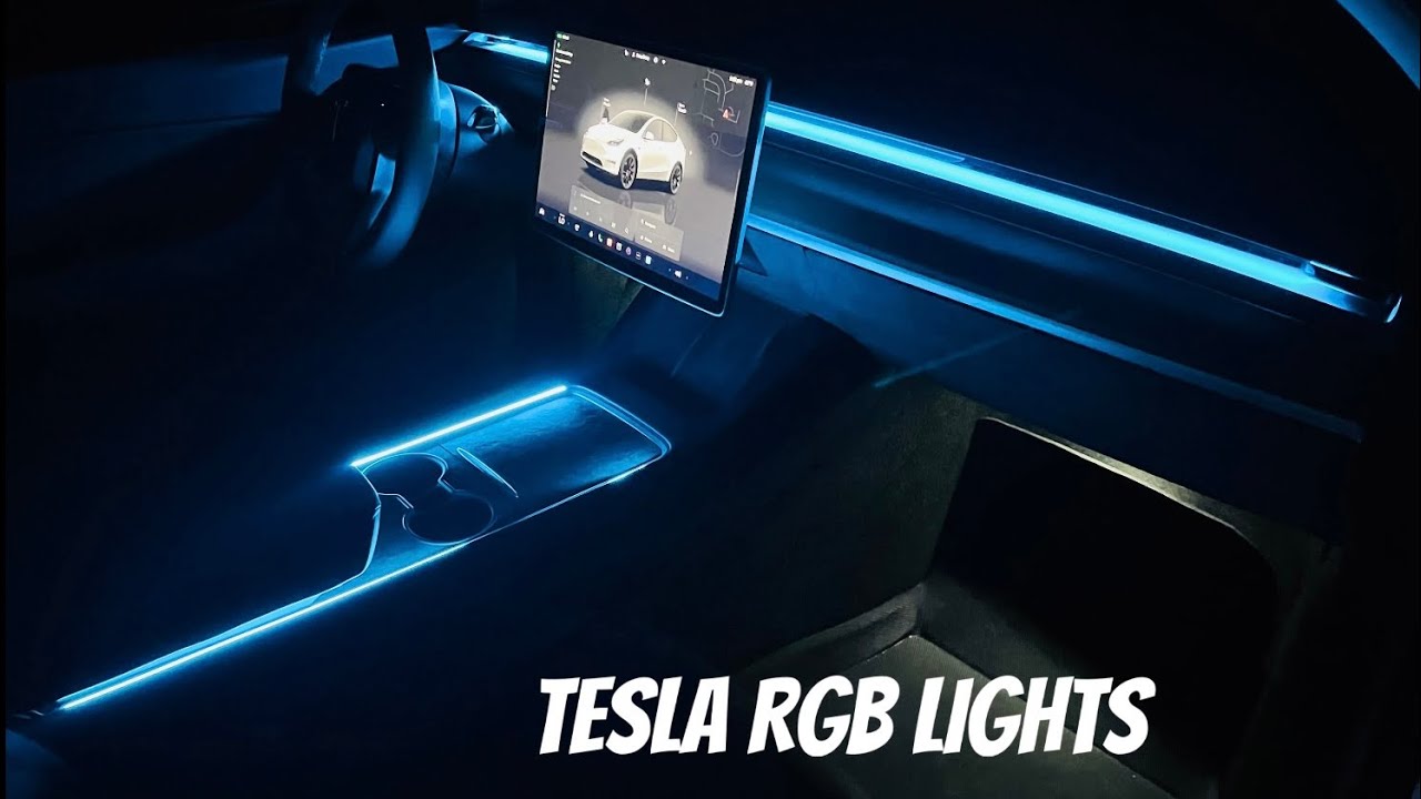 Tesla interior lights by EVBase - YouTube