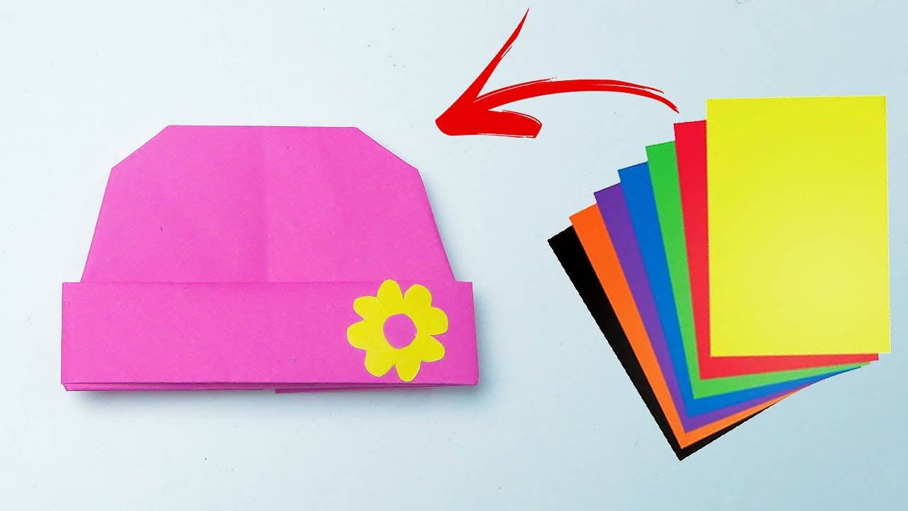 How to make origami knitted cap? ║ Paper hat ║ Origami paper hat ...