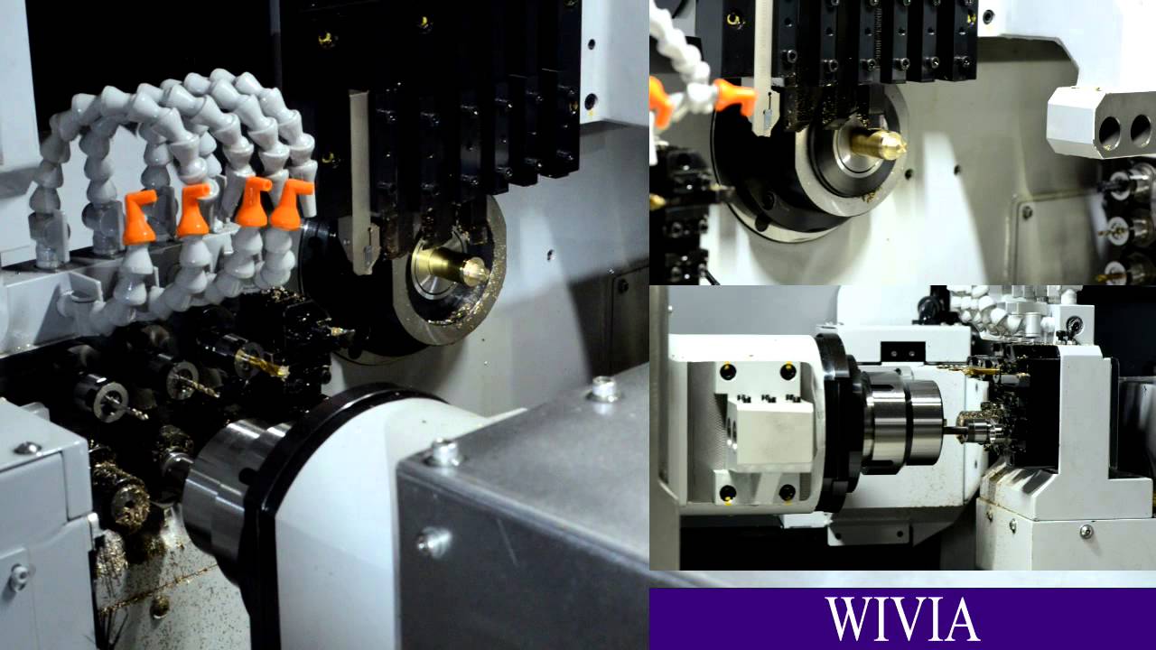 CNC Swiss Turn Gang Type Machine - WIVIA W428 Taiwan - YouTube