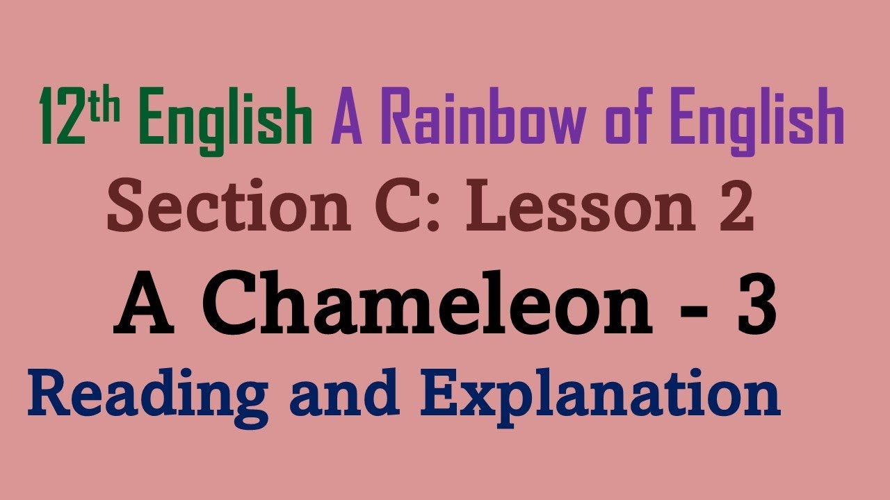 12th English Lesson 2 A Chameleon Reading and Explanation 3 - YouTube